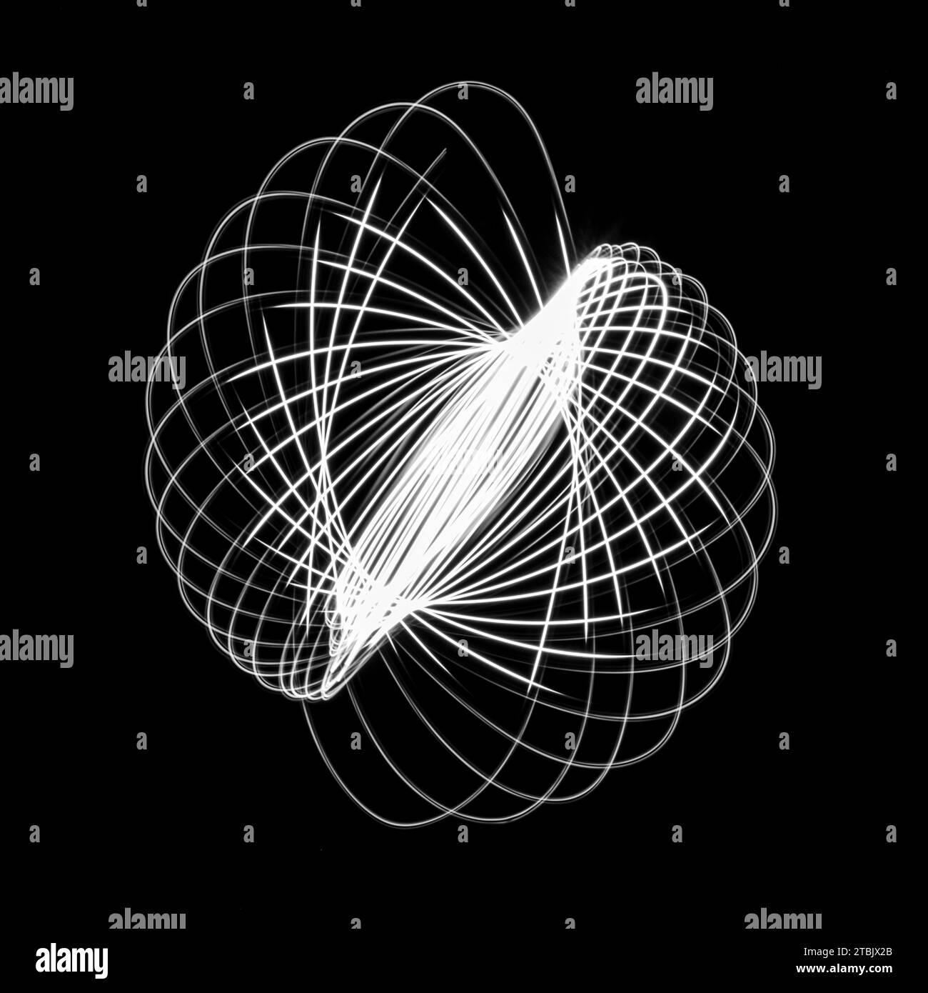 White spirographs photography with light painting on black background ...