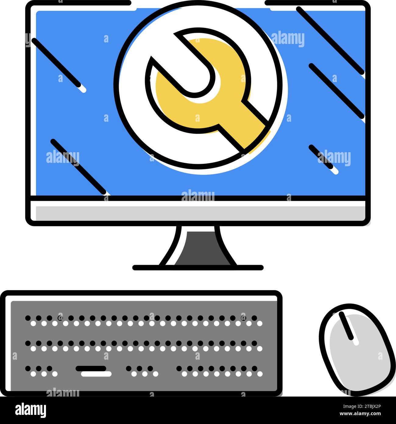 troubleshooting pc repair computer color icon vector illustration Stock ...