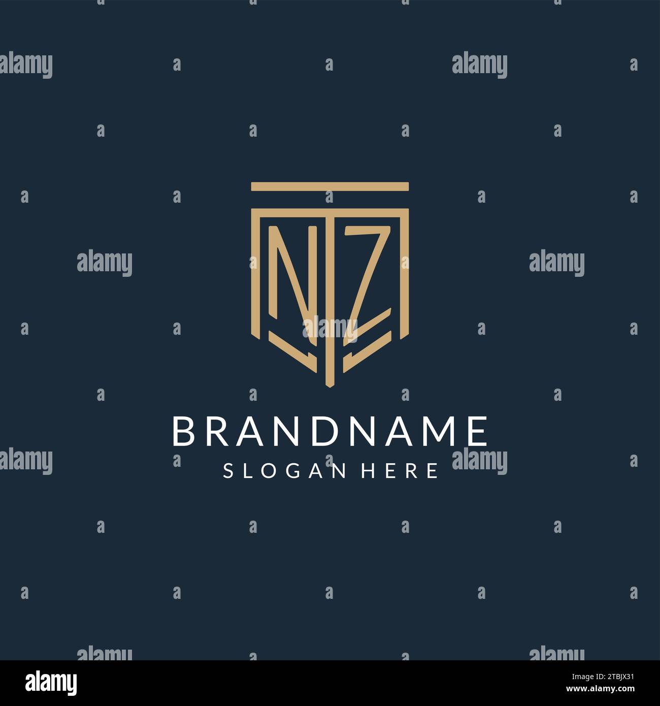 Initial NZ shield logo monoline style, modern and luxury monogram logo ...