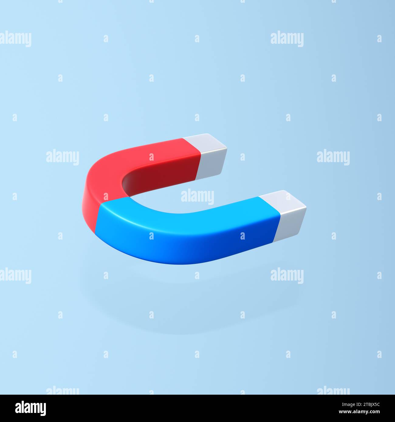 Simple Metal Magnet Isolated over Soft Blue Background. Cartoon ...