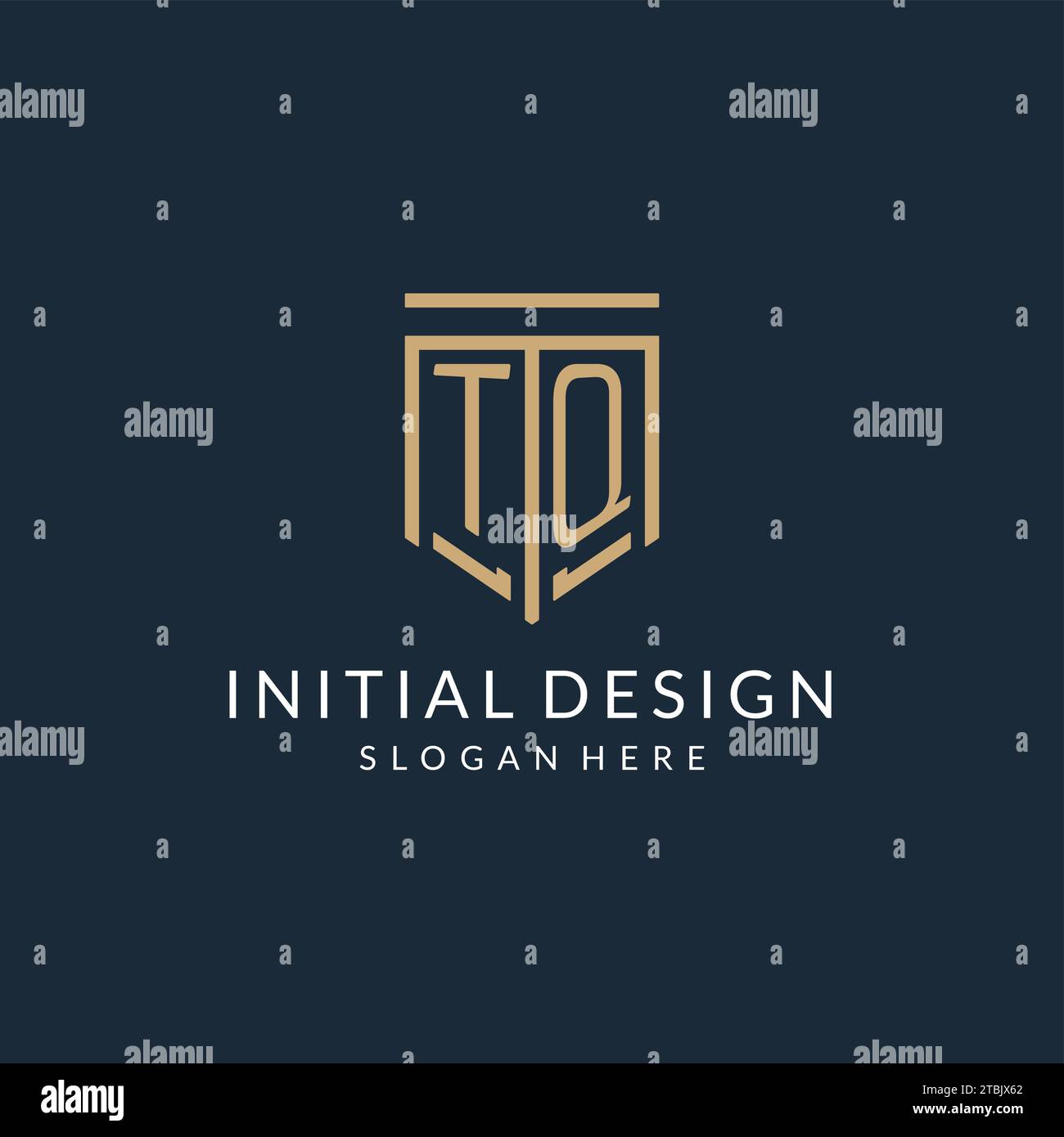 Initial TQ shield logo monoline style, modern and luxury monogram logo ...