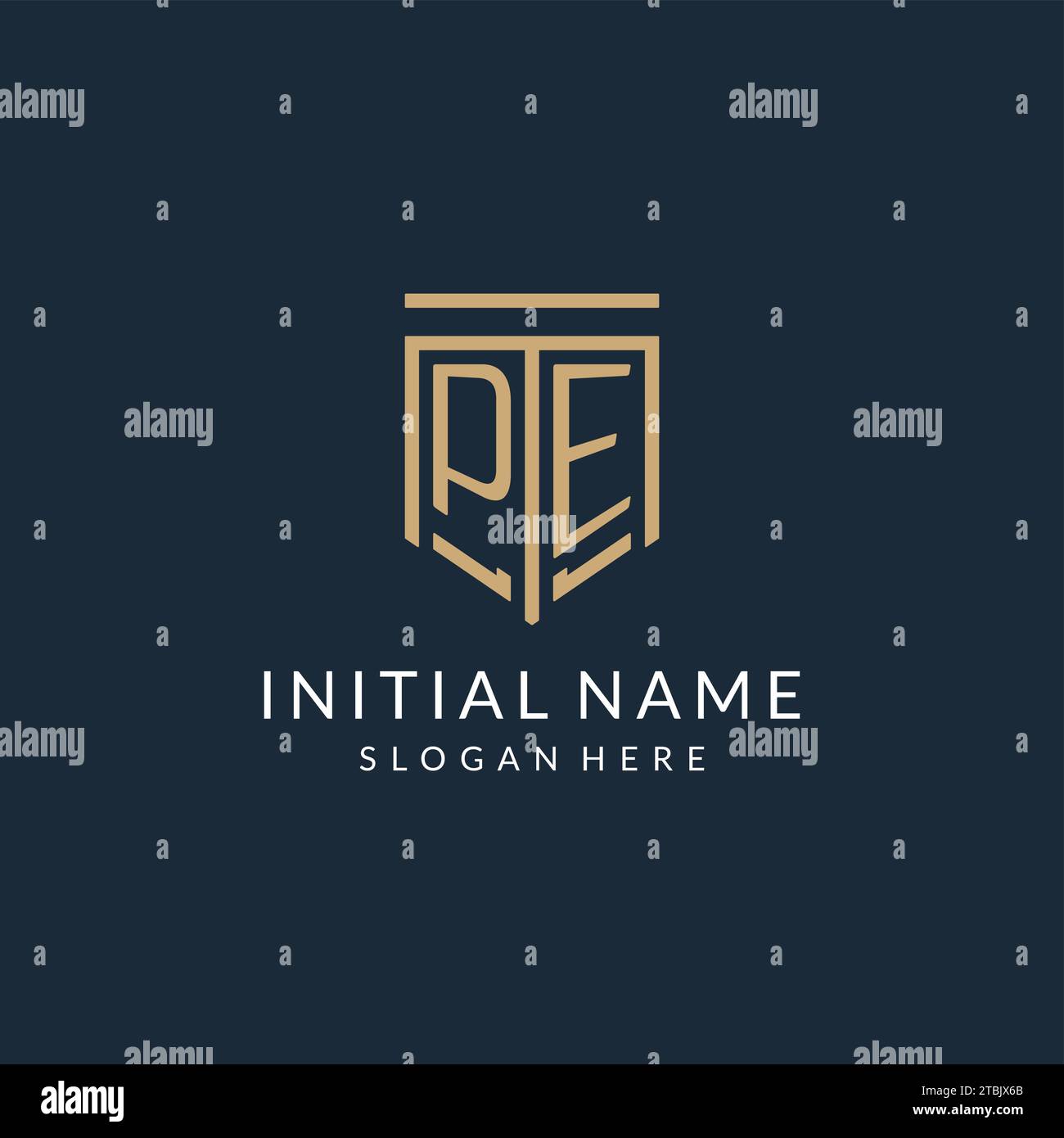 Initial PE shield logo monoline style, modern and luxury monogram logo ...