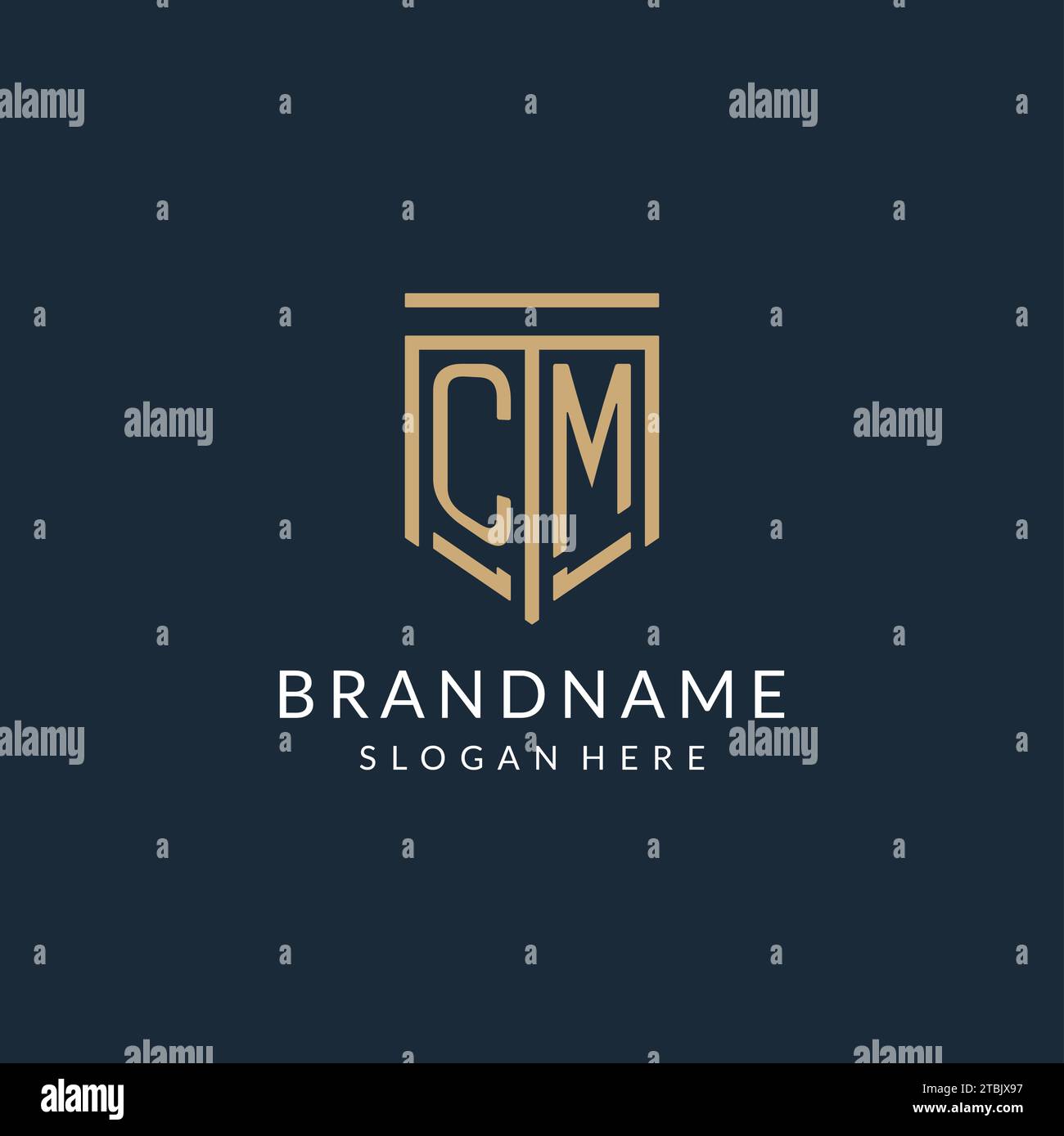 Initial CM shield logo monoline style, modern and luxury monogram logo ...