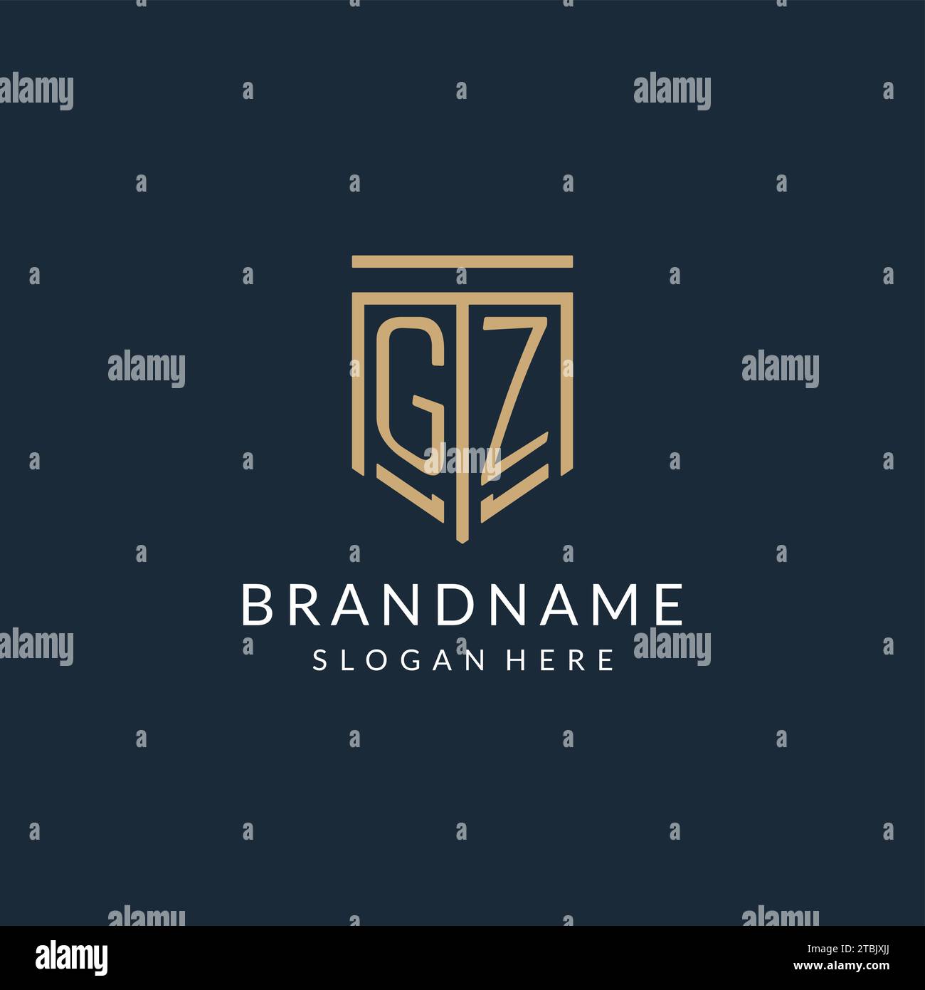 Initial GZ shield logo monoline style, modern and luxury monogram logo design vector graphic ...