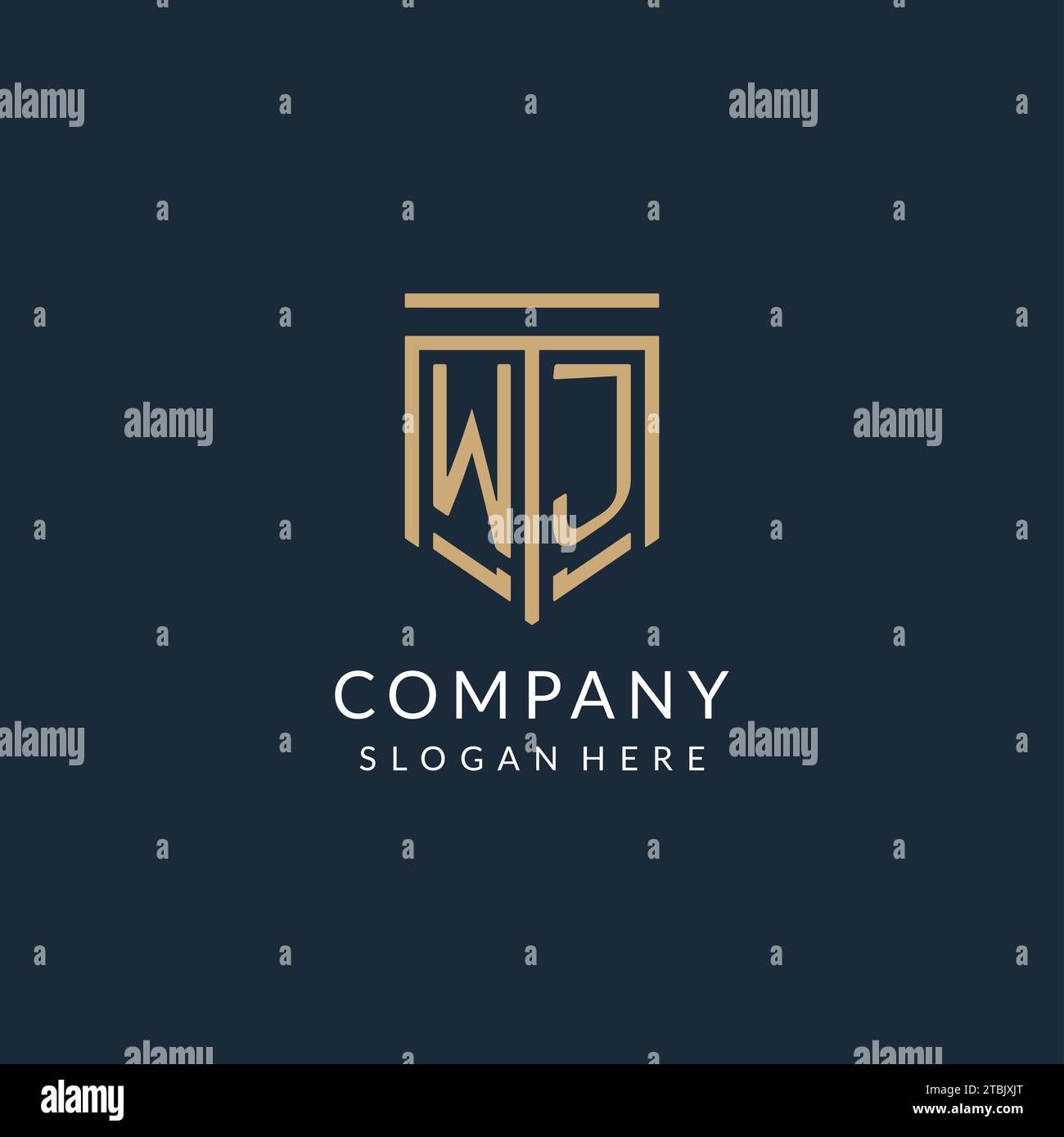 Initial WJ shield logo monoline style, modern and luxury monogram logo design vector graphic ...