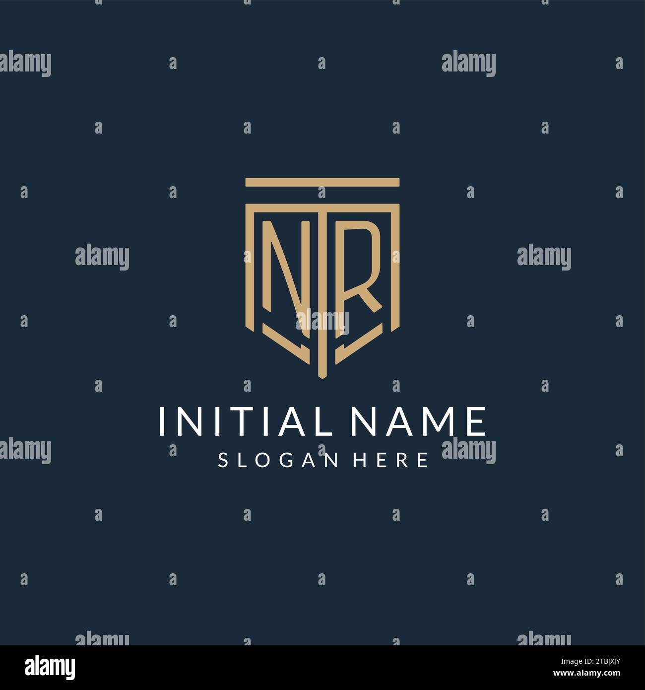 Initial NR shield logo monoline style, modern and luxury monogram logo ...