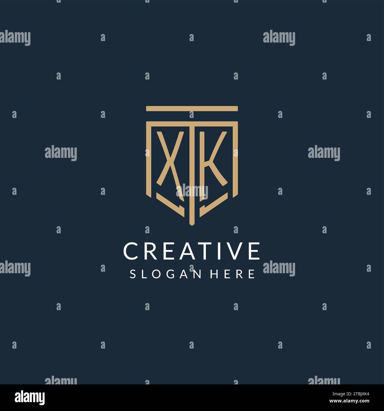Initial XK shield logo monoline style, modern and luxury monogram logo ...