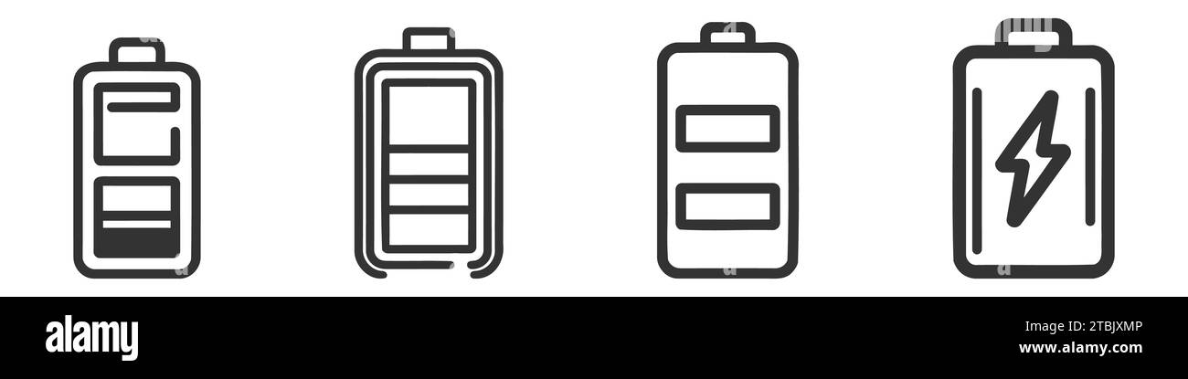 Battery icon vector illustration set, pack, collection. Battery ...