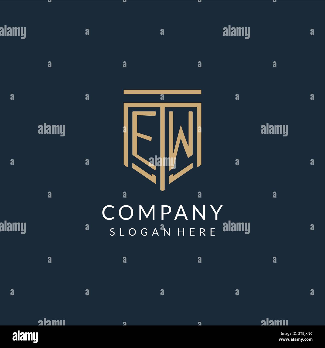 Initial EW shield logo monoline style, modern and luxury monogram logo design vector graphic ...