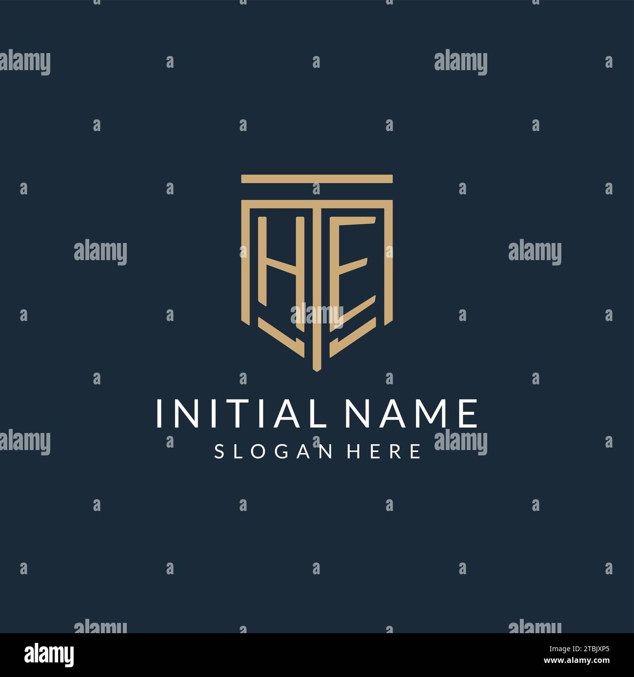 Initial HE shield logo monoline style, modern and luxury monogram logo ...