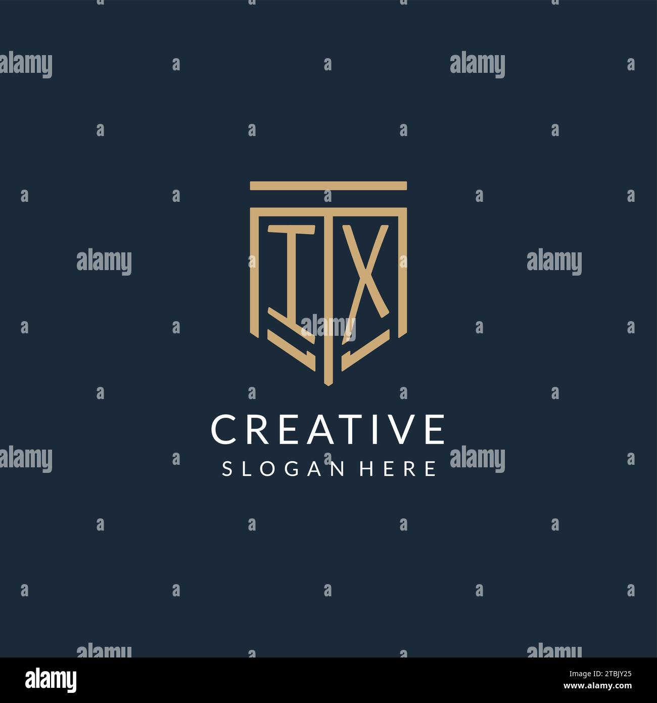 Initial IX shield logo monoline style, modern and luxury monogram logo design vector graphic ...