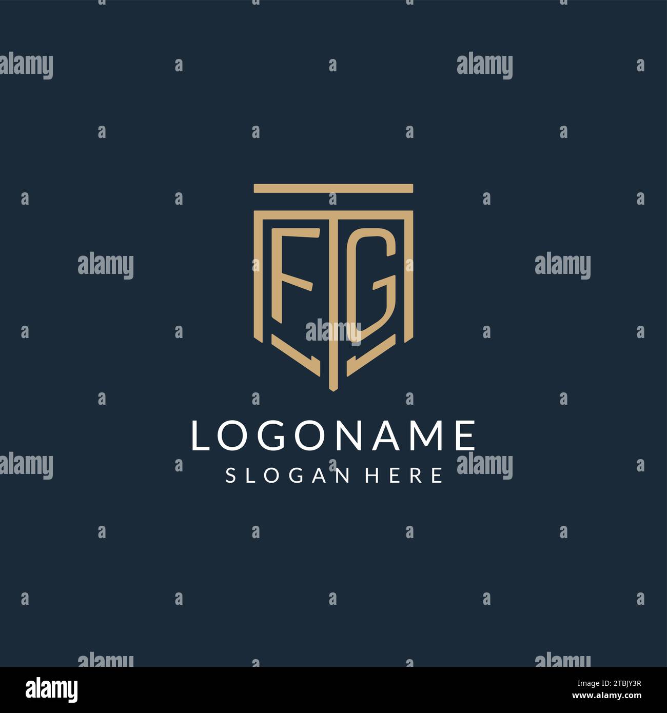 Initial FG shield logo monoline style, modern and luxury monogram logo ...