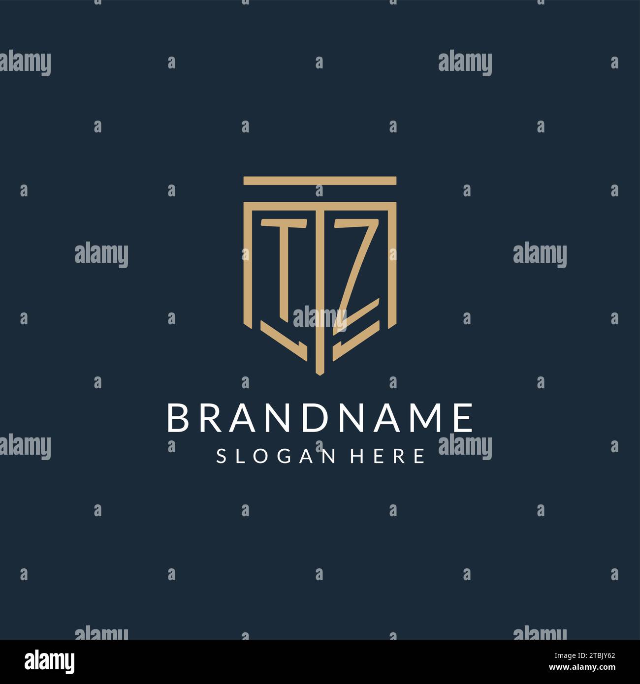 Initial TZ shield logo monoline style, modern and luxury monogram logo design vector graphic ...