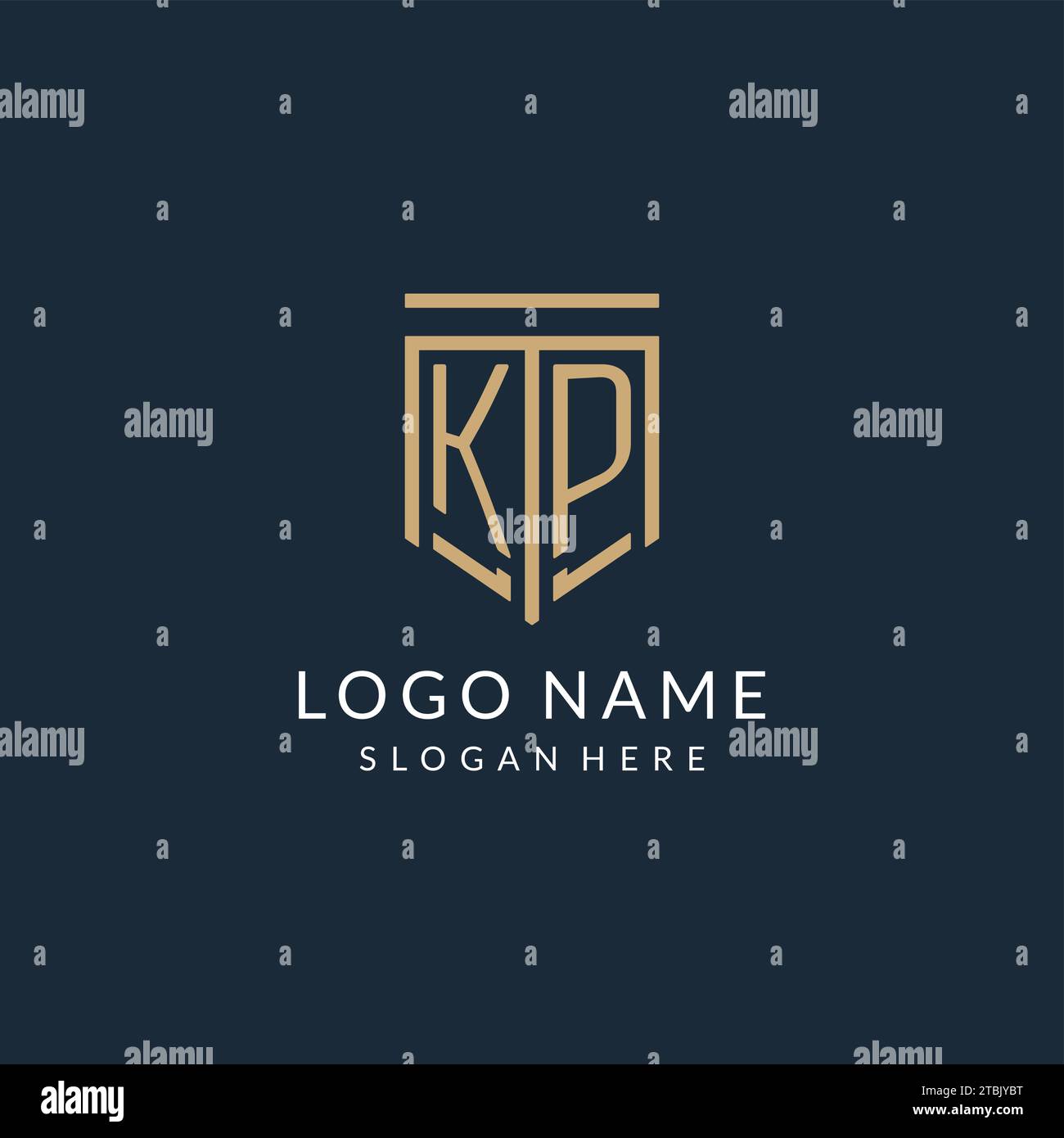 Initial KP shield logo monoline style, modern and luxury monogram logo ...