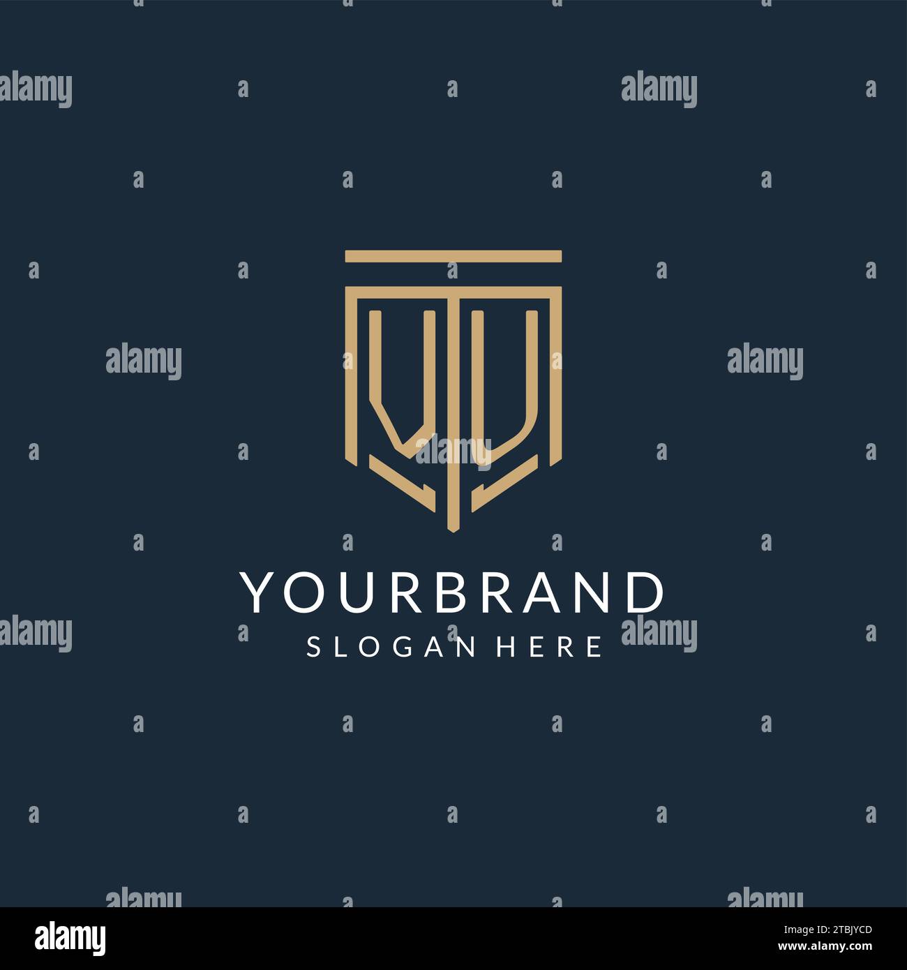 Initial VU shield logo monoline style, modern and luxury monogram logo ...