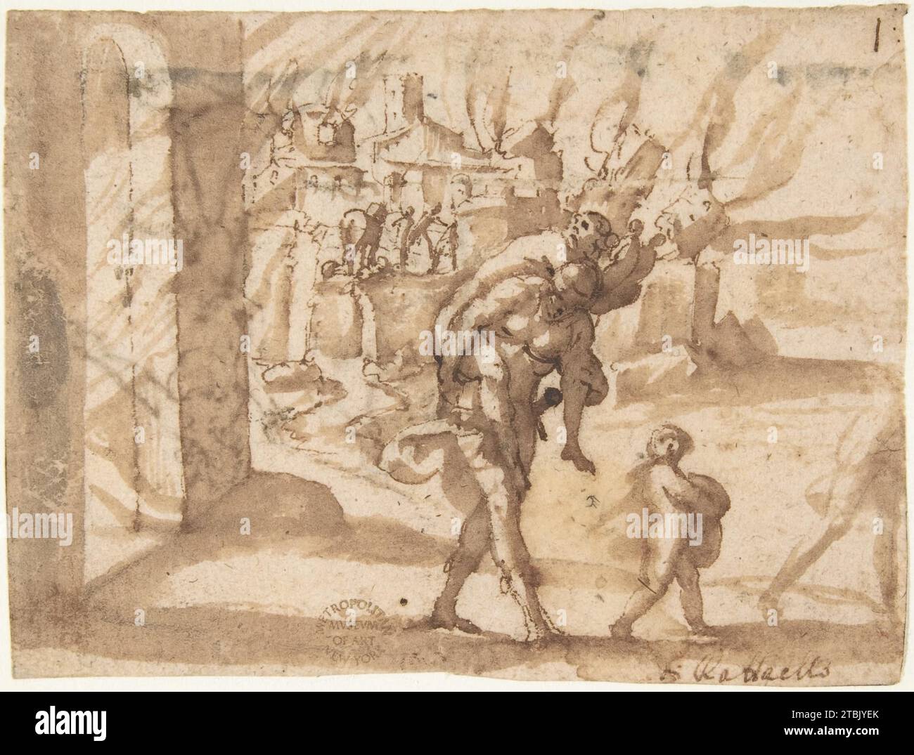 Aeneas Carrying Anchises in the Burning of Troy 1880 by Francesco ...