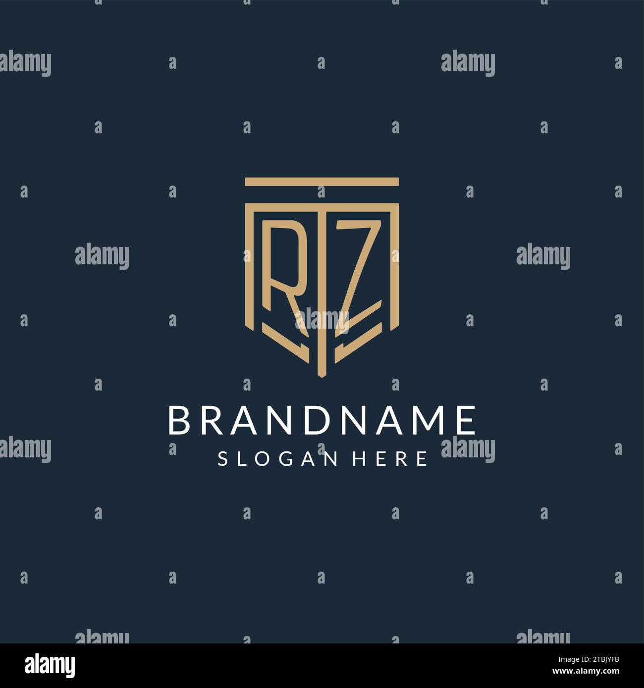 Initial RZ shield logo monoline style, modern and luxury monogram logo ...