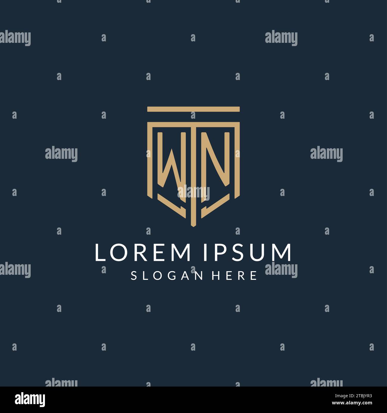 Initial WN shield logo monoline style, modern and luxury monogram logo ...