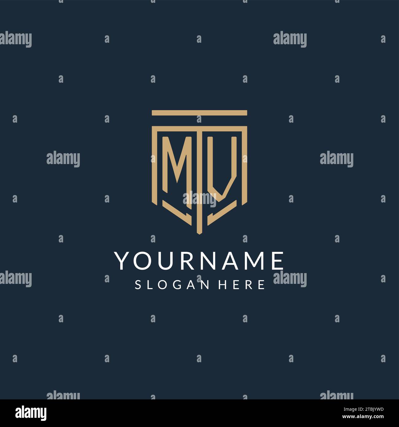 Initial MV shield logo monoline style, modern and luxury monogram logo ...
