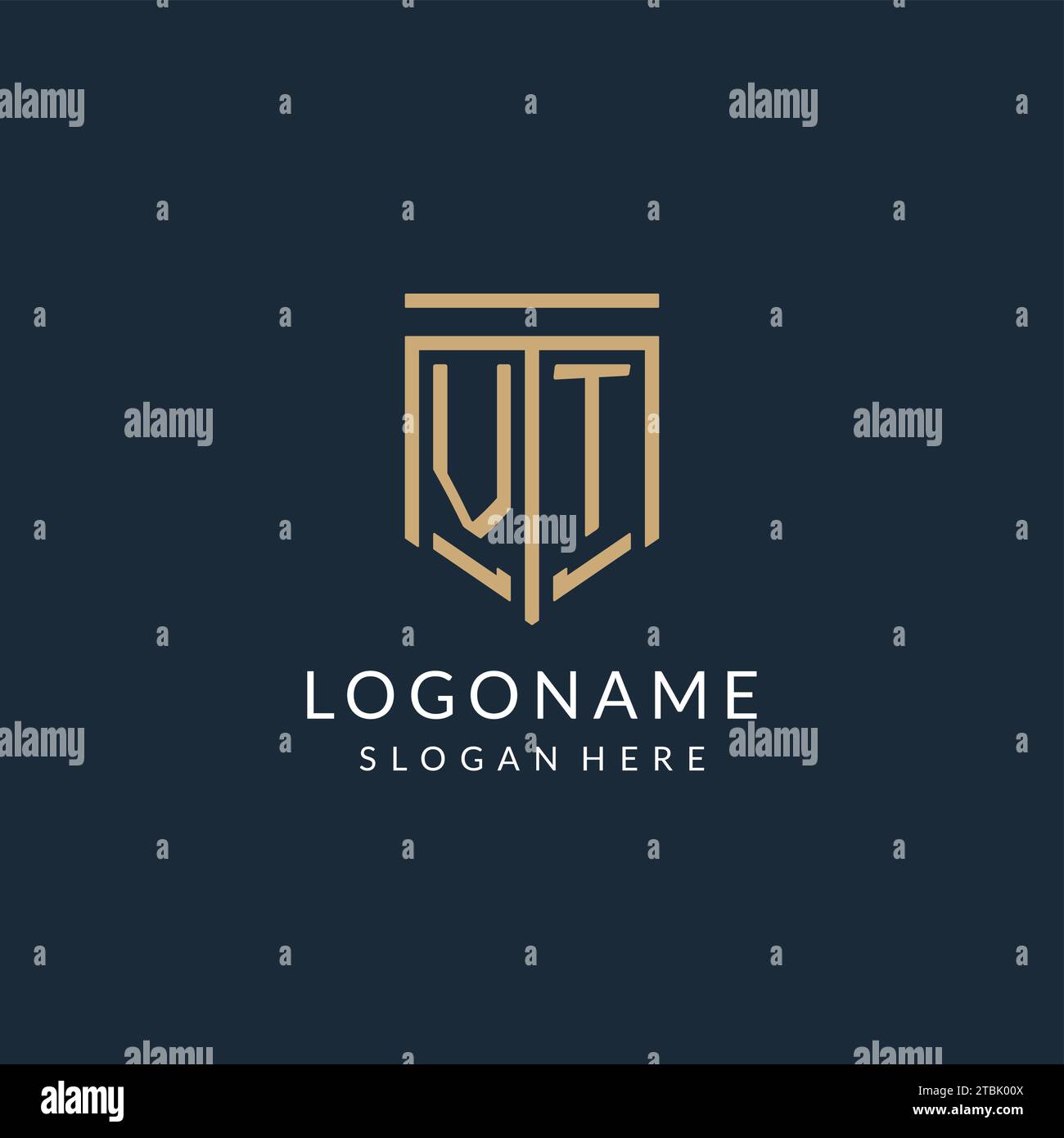 Initial VT shield logo monoline style, modern and luxury monogram logo ...