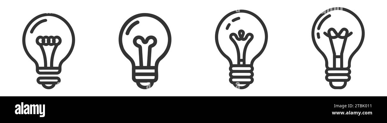 Light Bulb line icon set, pack, collection. Vector, isolated on white background. Idea sign ...