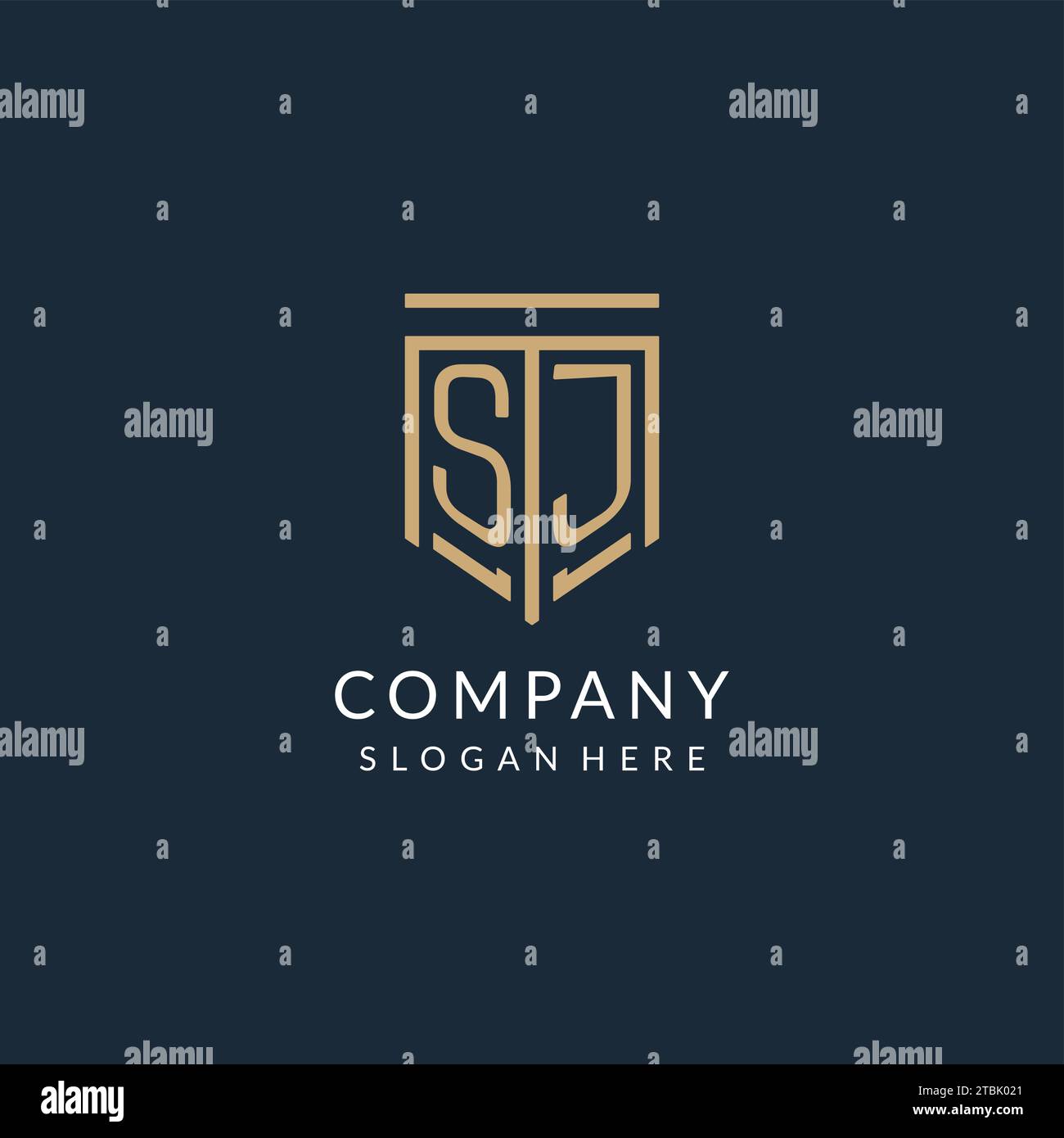 Initial SJ shield logo monoline style, modern and luxury monogram logo ...