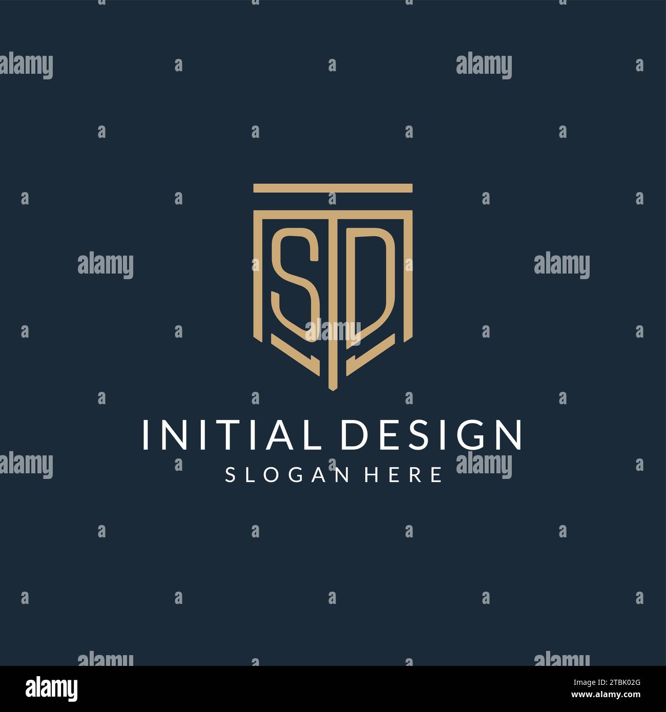 Initial SD shield logo monoline style, modern and luxury monogram logo ...