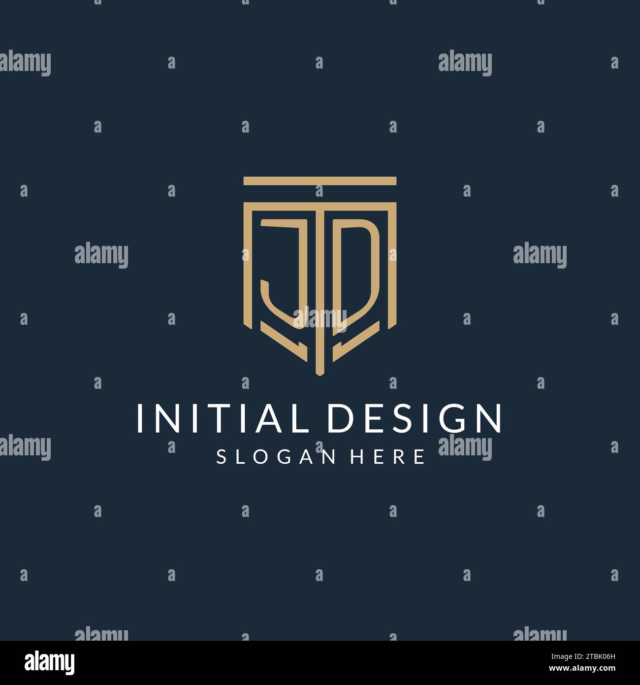 Initial JD shield logo monoline style, modern and luxury monogram logo ...
