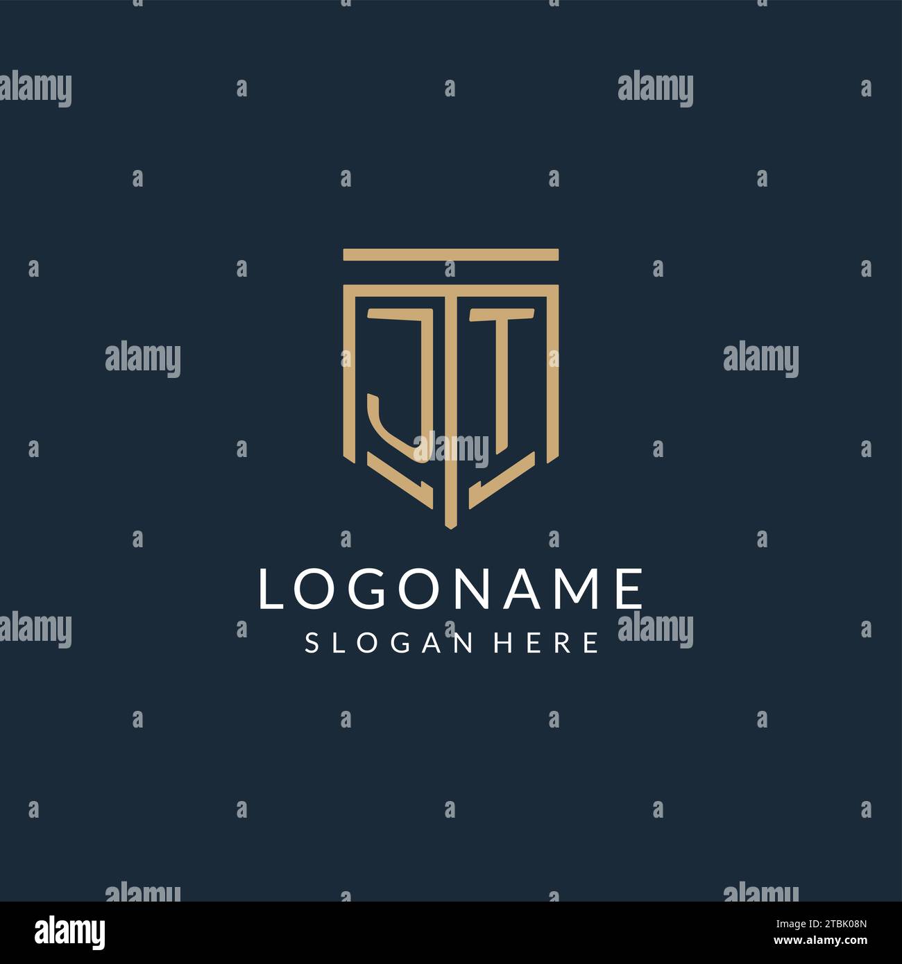 Initial JT shield logo monoline style, modern and luxury monogram logo design vector graphic ...