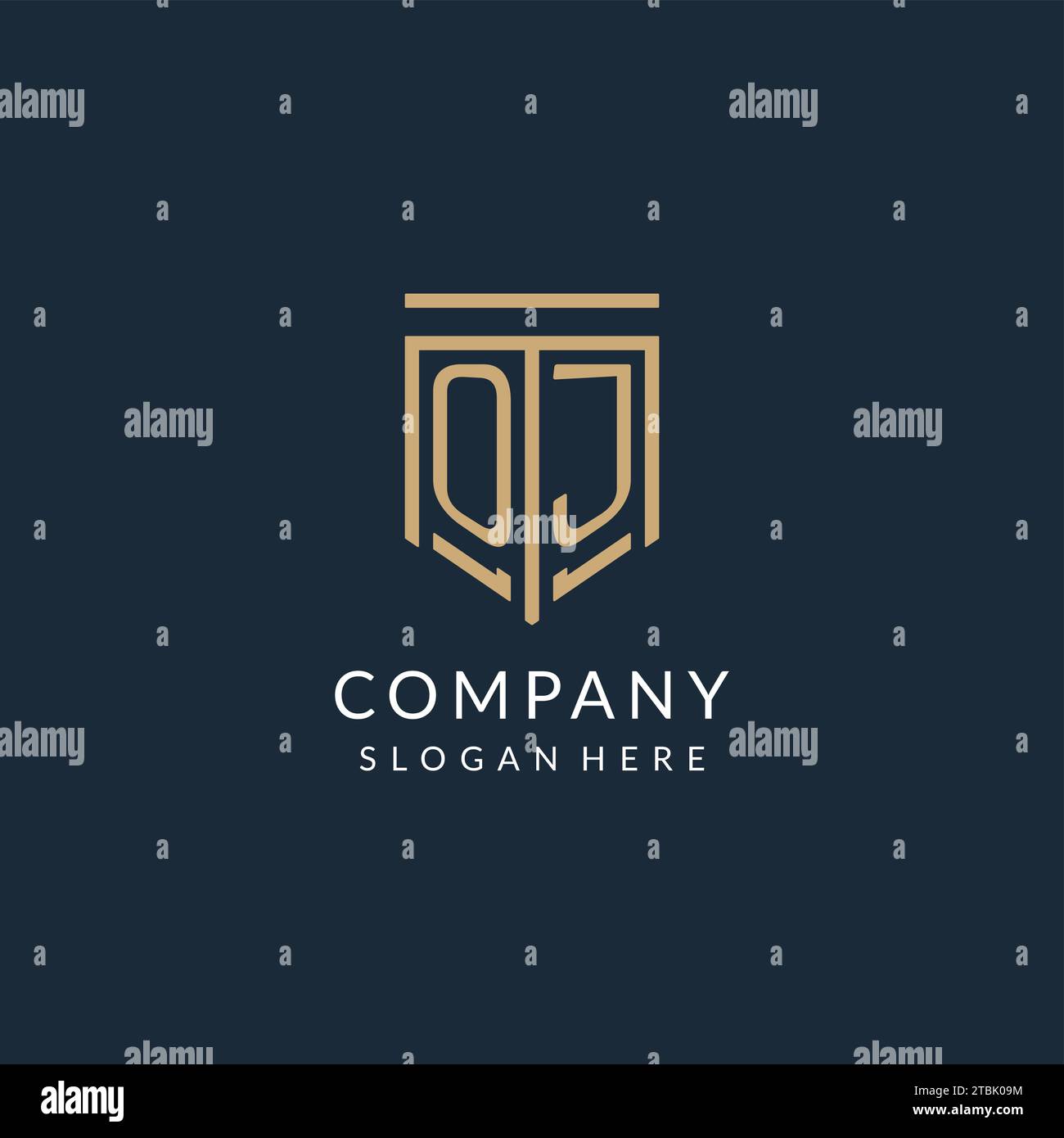 Initial OJ shield logo monoline style, modern and luxury monogram logo design vector graphic ...