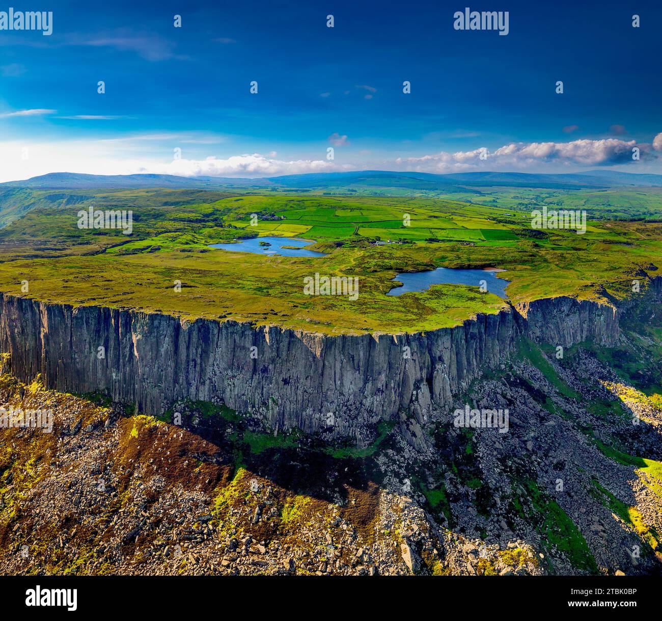 Aerial of Fair Head, Ballycastle, County Antrim, Northern Ireland Stock ...