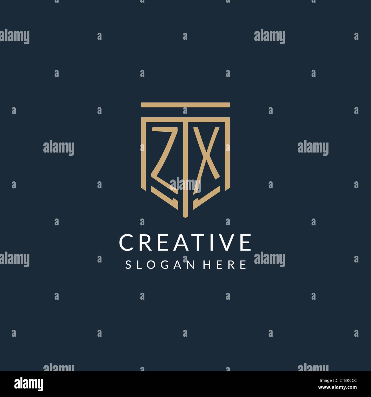 Initial ZX shield logo monoline style, modern and luxury monogram logo design vector graphic ...