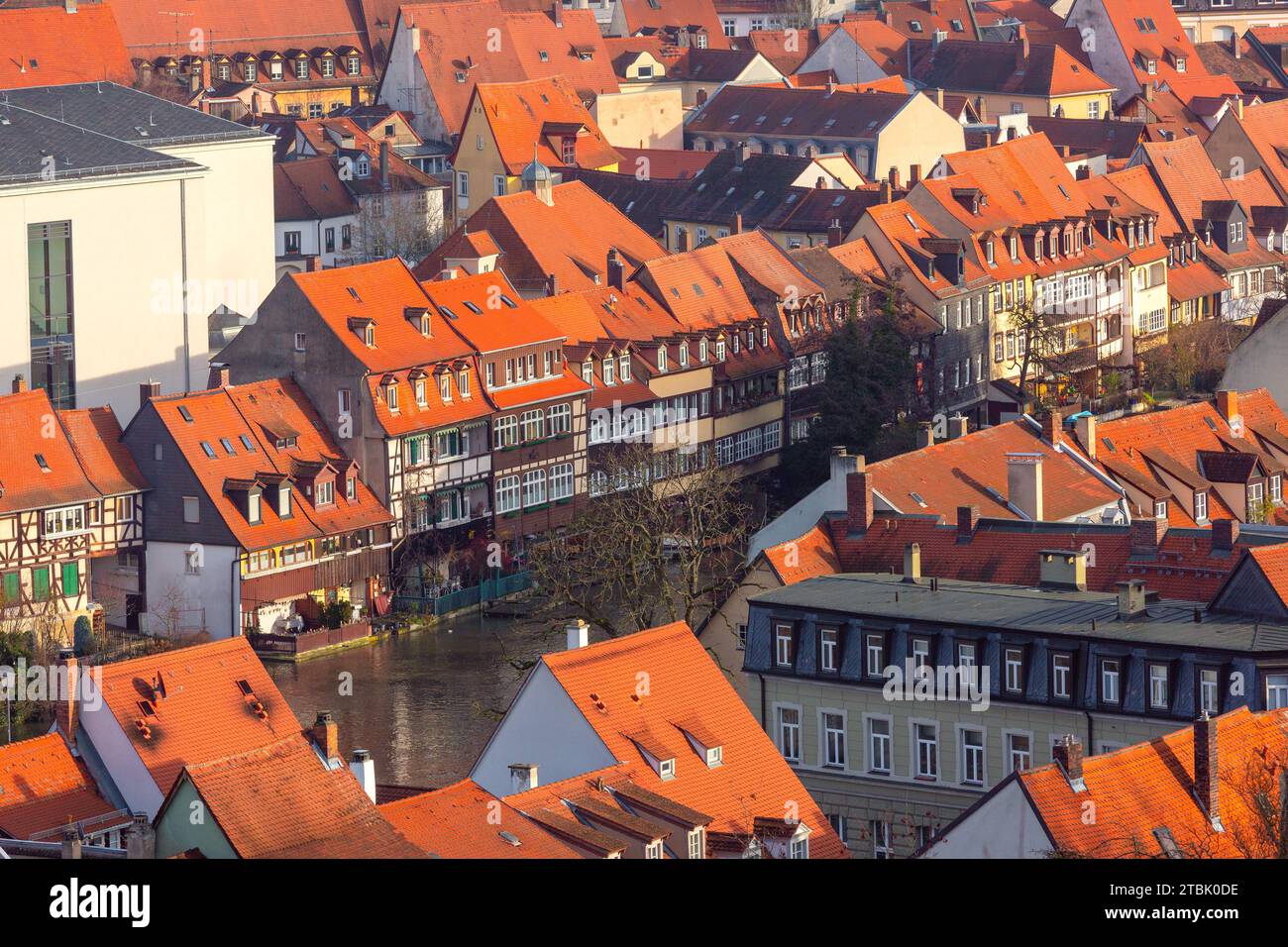 Aerial view of Old town of Bamberg, Bavaria, Upper Franconia, Germany ...