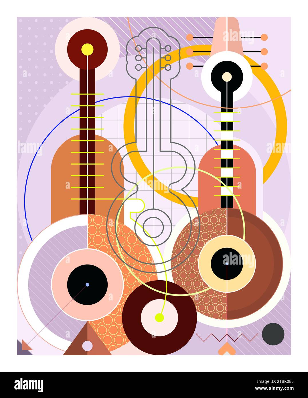 Poster design with guitars and abstract geometric shapes. Modern art ...
