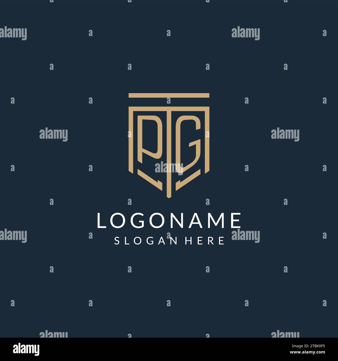 Initial PG shield logo monoline style, modern and luxury monogram logo ...