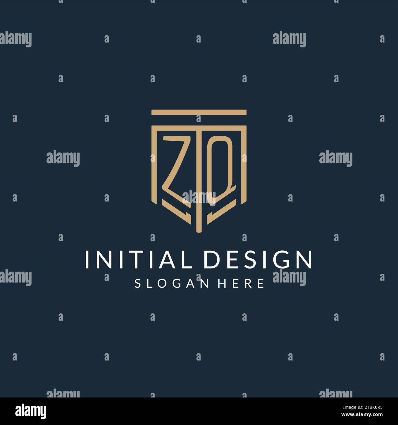 Initial ZQ shield logo monoline style, modern and luxury monogram logo ...