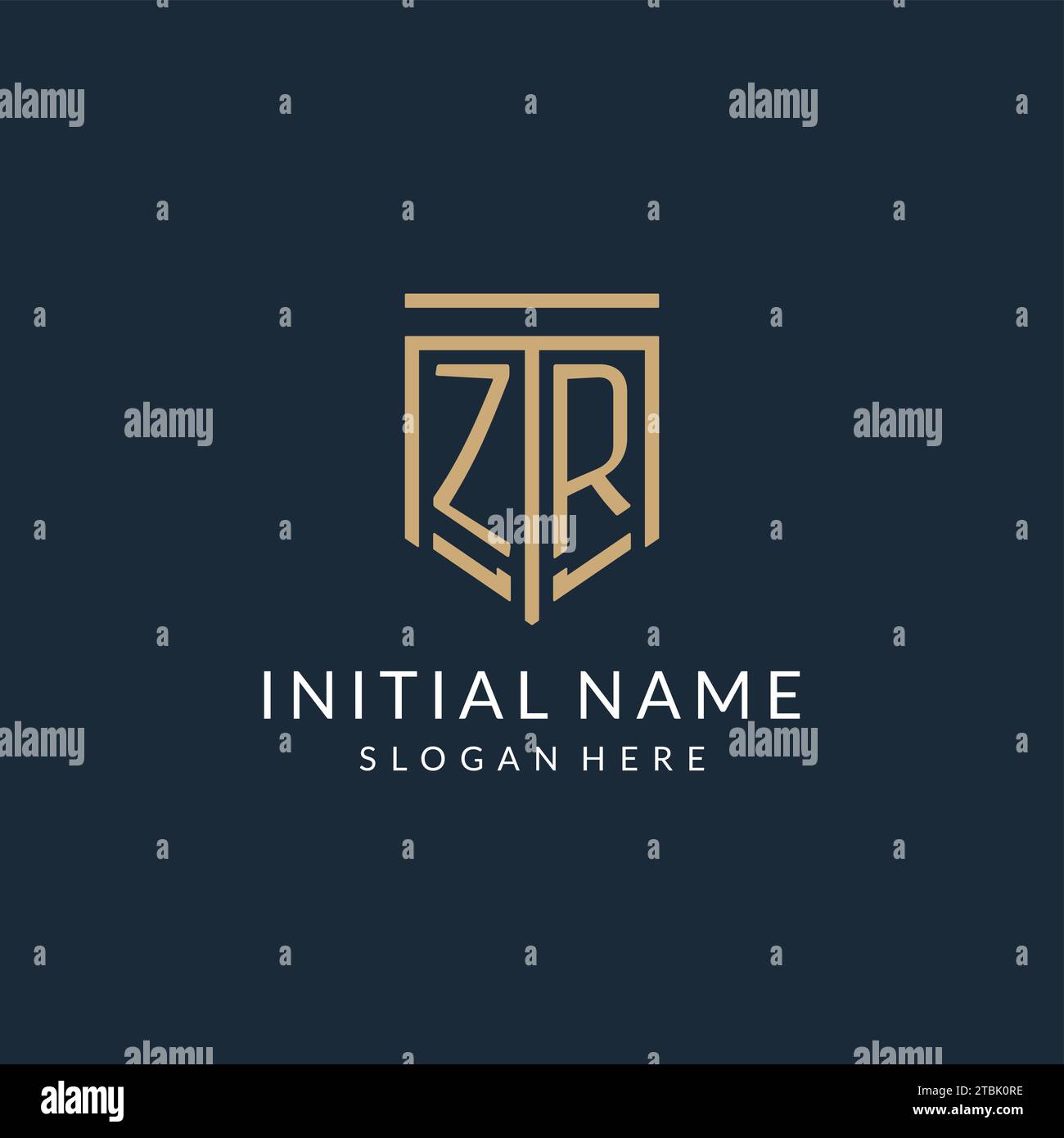 Initial ZR shield logo monoline style, modern and luxury monogram logo ...
