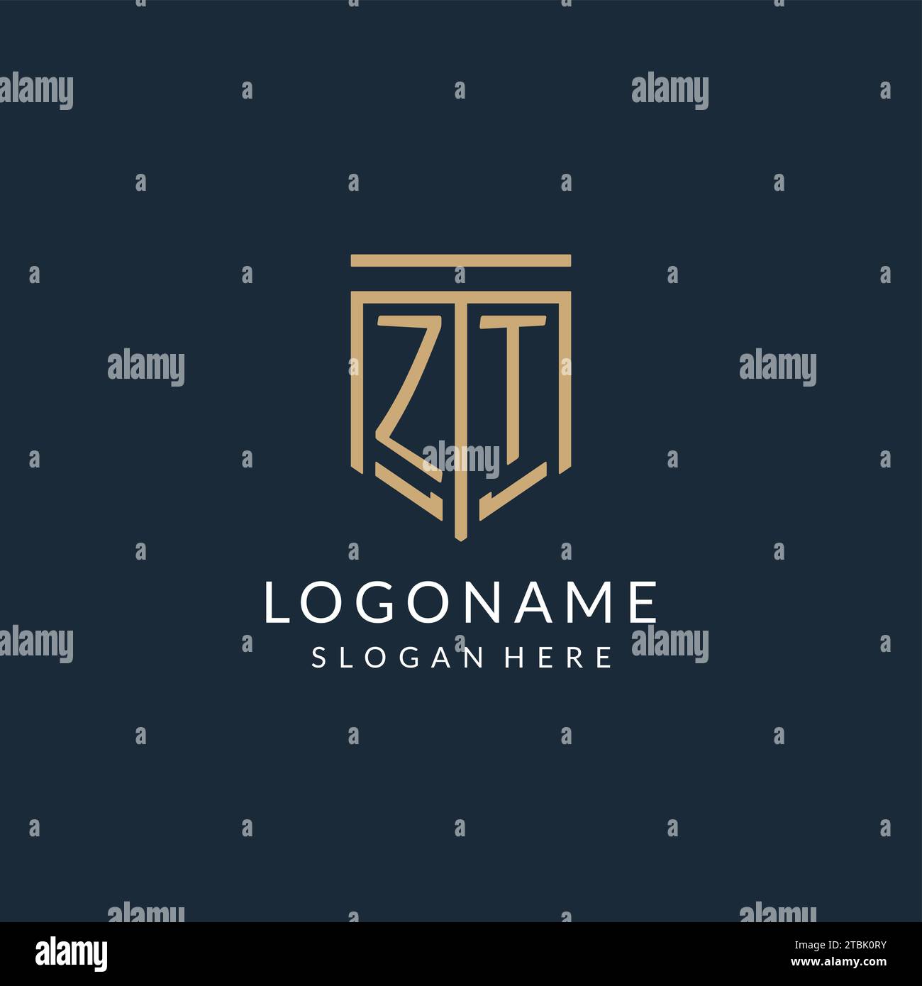Initial ZT shield logo monoline style, modern and luxury monogram logo design vector graphic ...