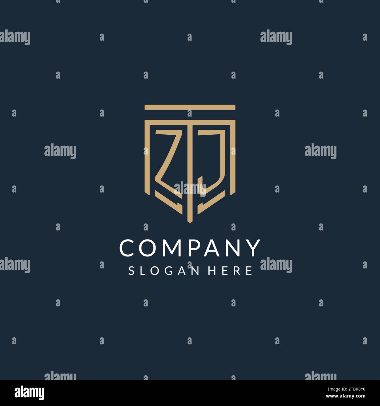 Initial ZJ shield logo monoline style, modern and luxury monogram logo design vector graphic ...