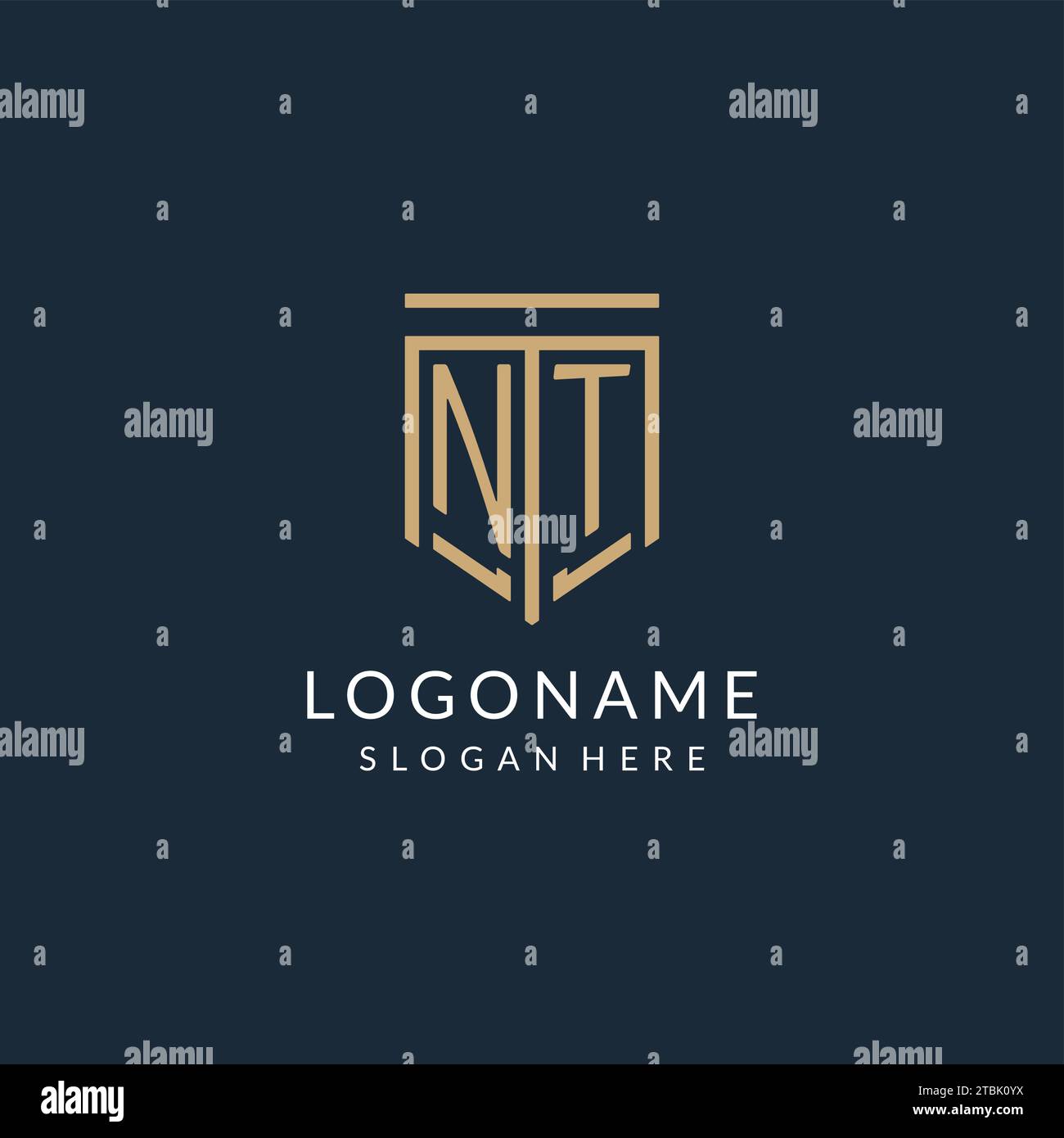 Initial NT shield logo monoline style, modern and luxury monogram logo ...