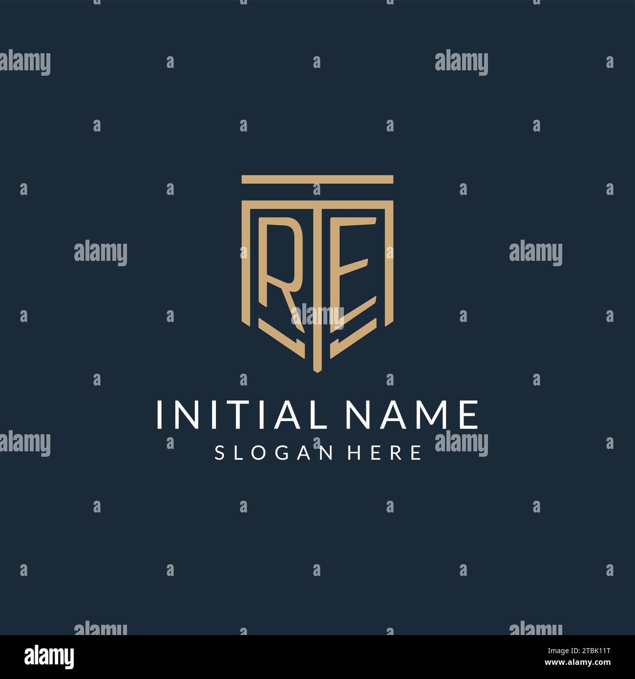 Initial RE shield logo monoline style, modern and luxury monogram logo design vector graphic ...