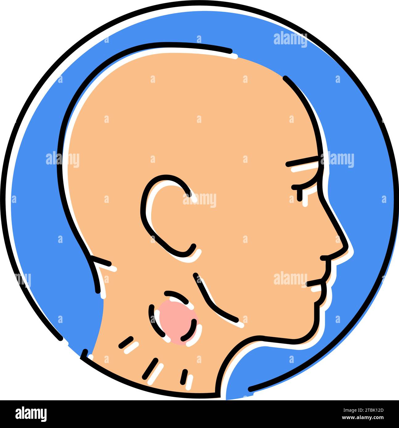 swollen tender glands disease symptom color icon vector illustration ...