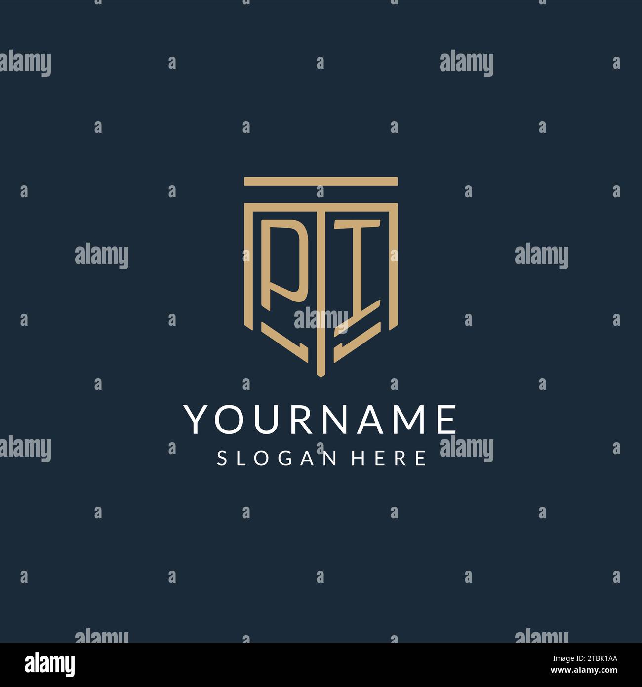 Initial PI shield logo monoline style, modern and luxury monogram logo design vector graphic ...