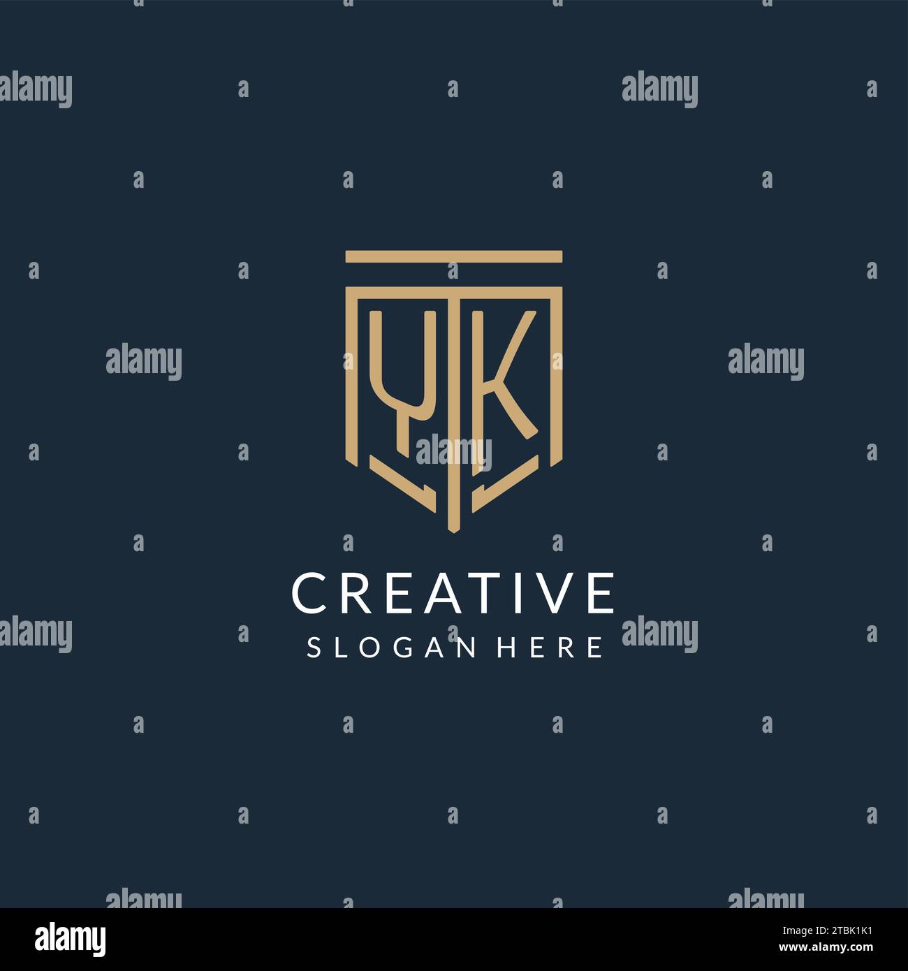Initial YK shield logo monoline style, modern and luxury monogram logo ...