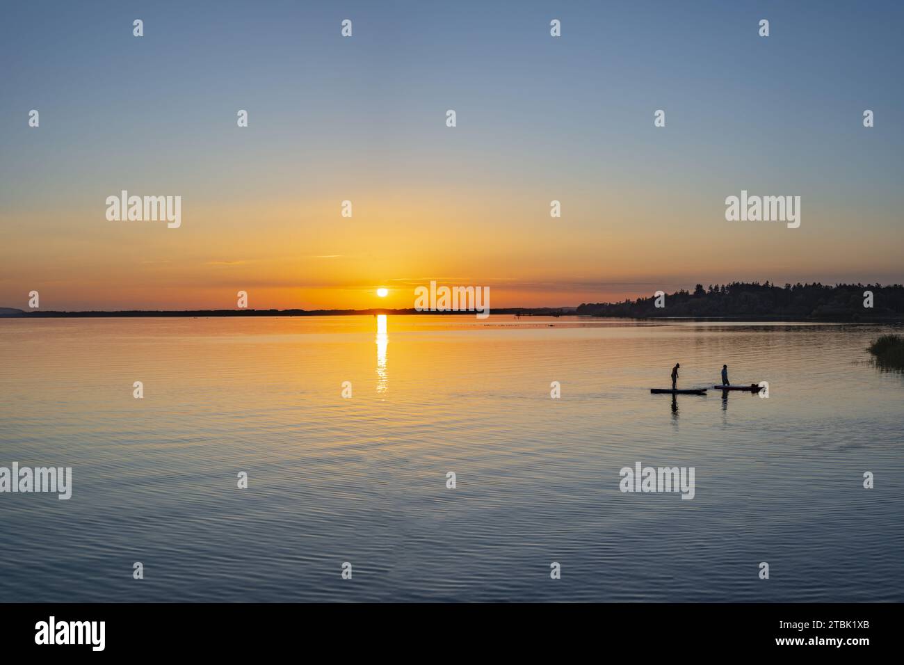 Sunset, near Chieming, Chiemsee, Chiemgau, Bavaria, Germany, Europe ...