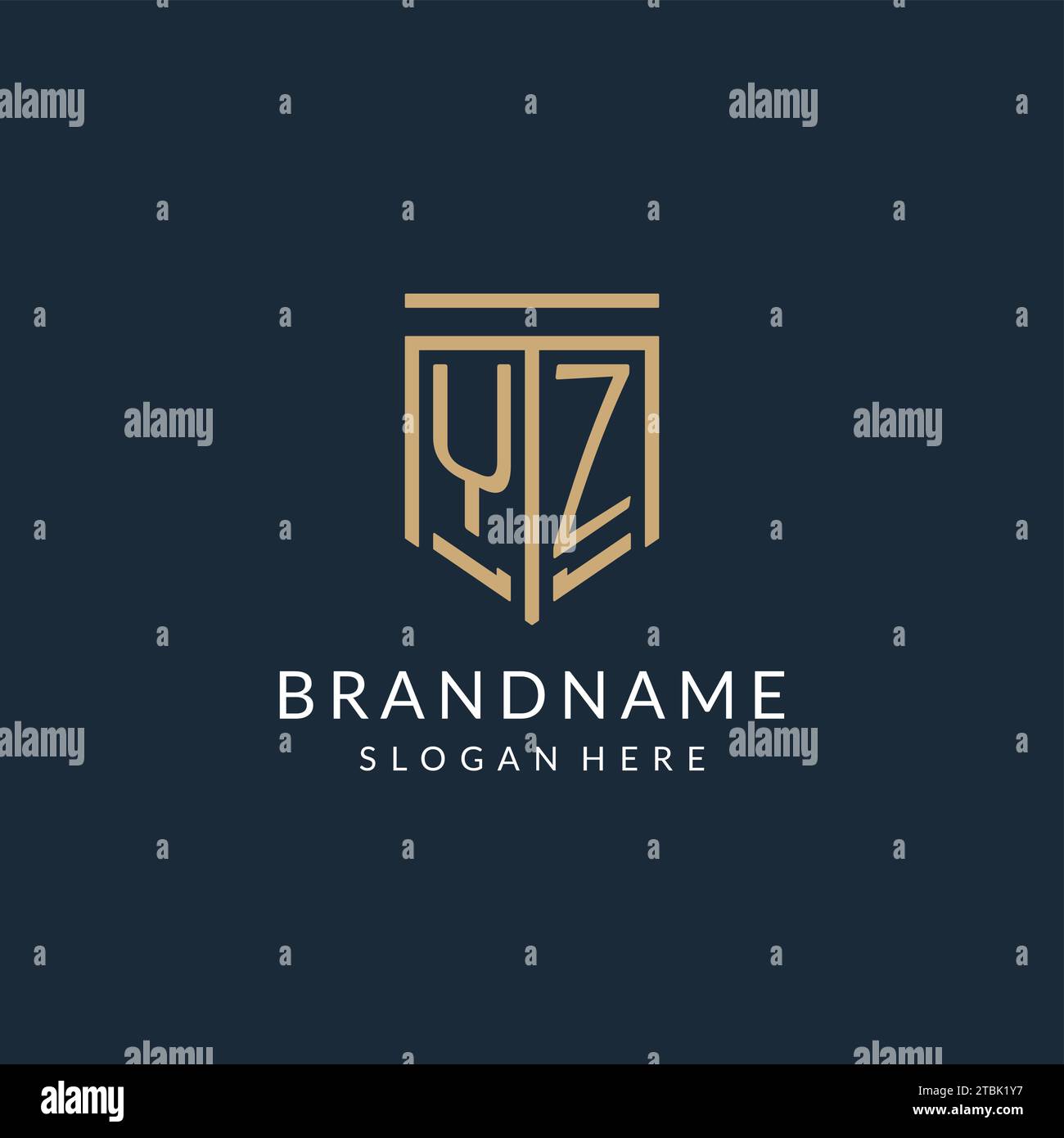 Initial YZ shield logo monoline style, modern and luxury monogram logo design vector graphic ...