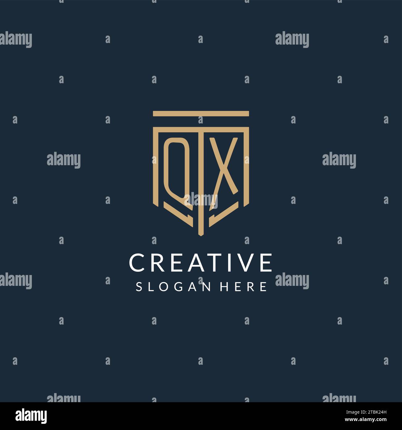 Initial QX shield logo monoline style, modern and luxury monogram logo ...