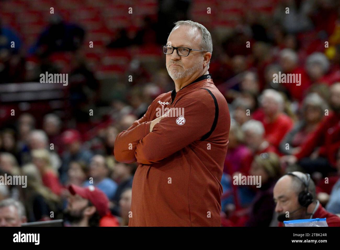 Arkansas coach Mike Neighbors on the sidelines against UCLA during an ...