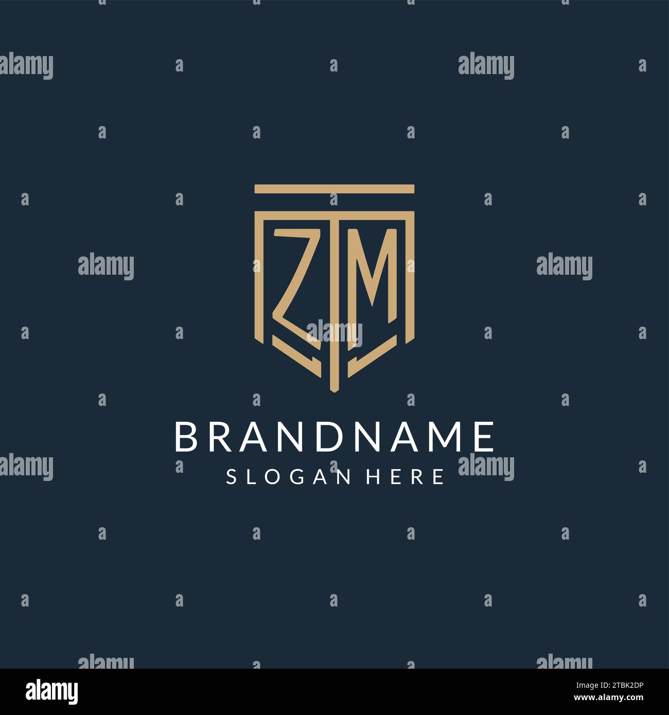 Initial ZM shield logo monoline style, modern and luxury monogram logo ...