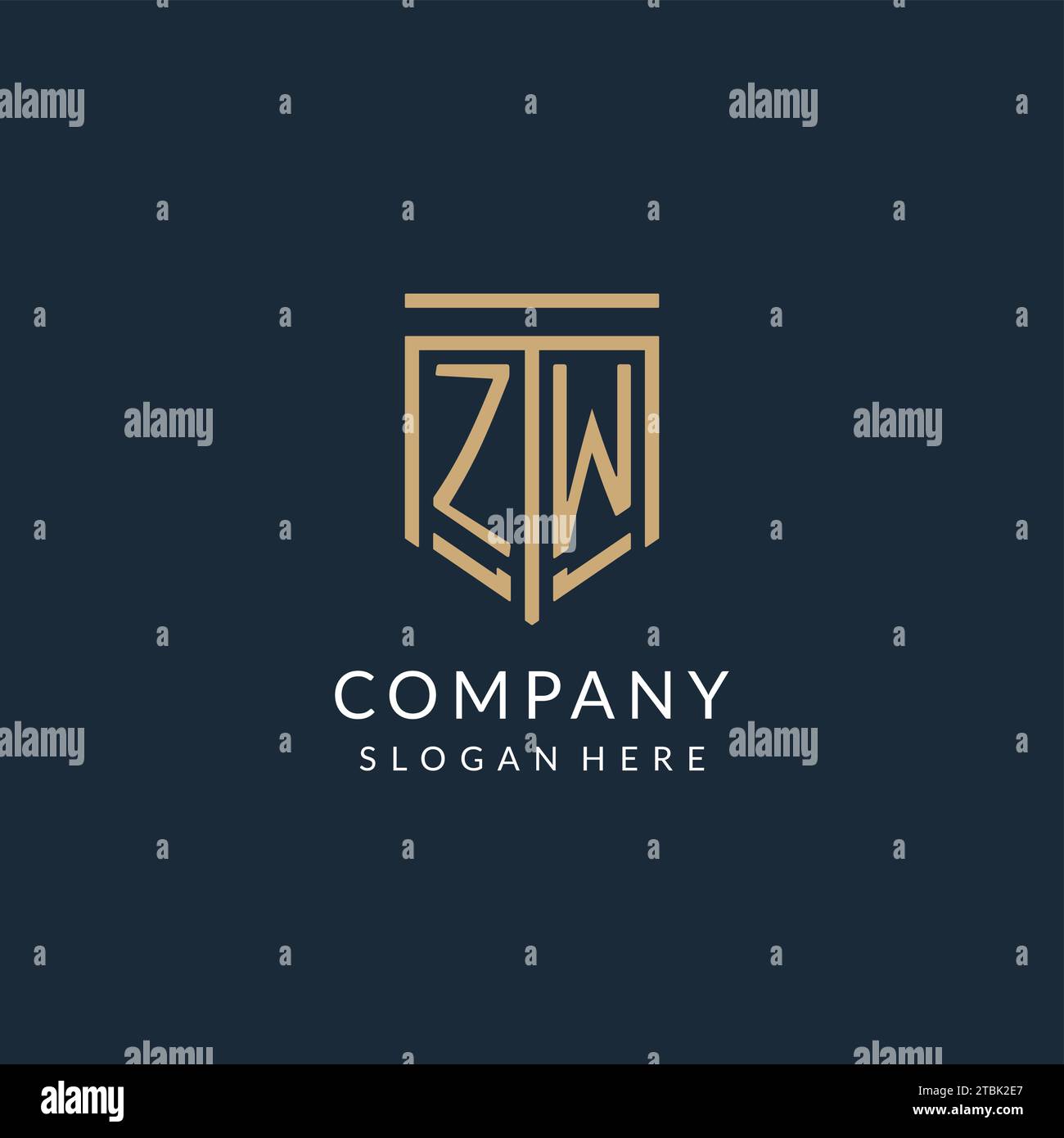 Initial ZW shield logo monoline style, modern and luxury monogram logo ...